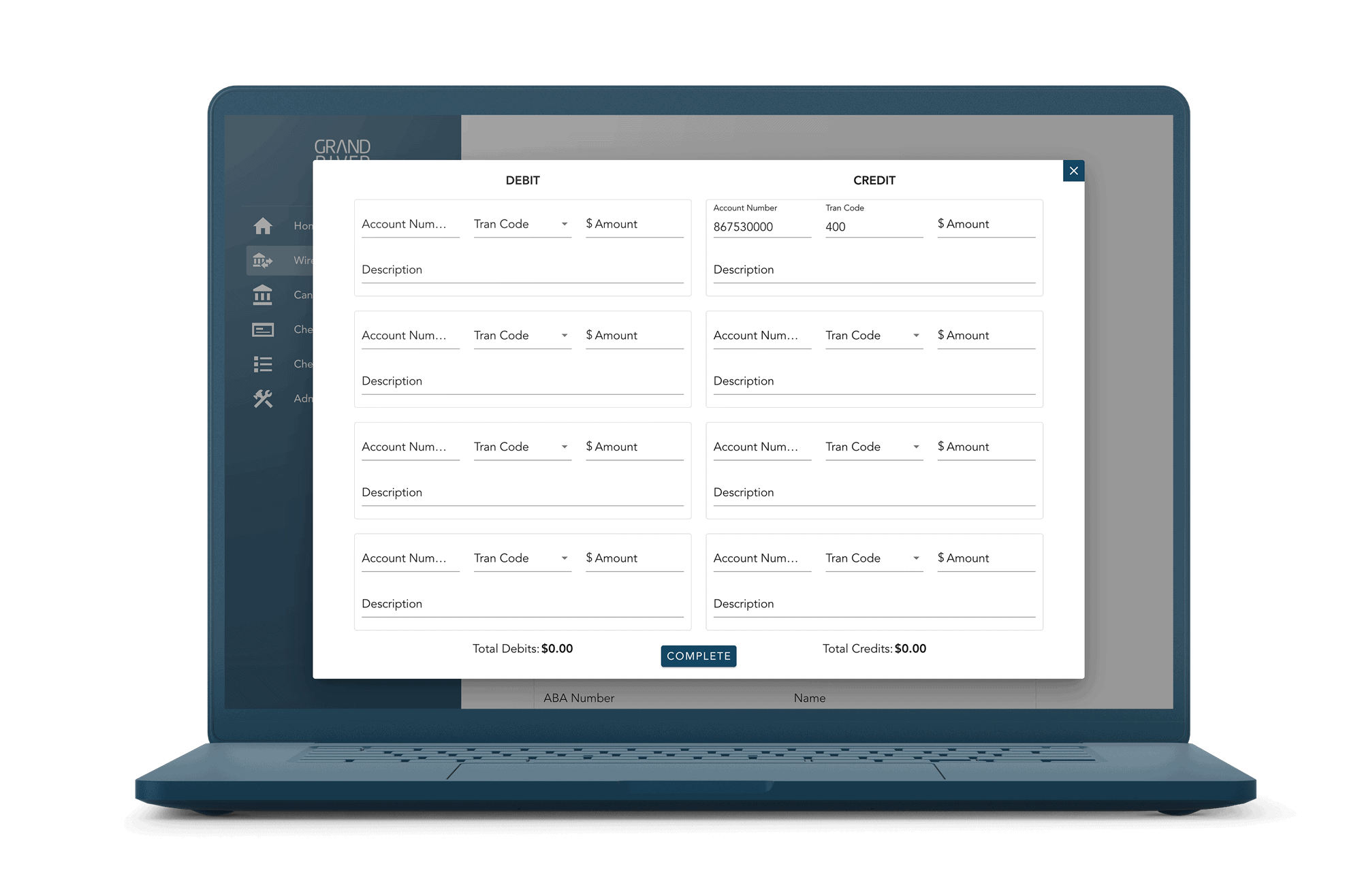 Grand River Bank, Custom Application - BizStream